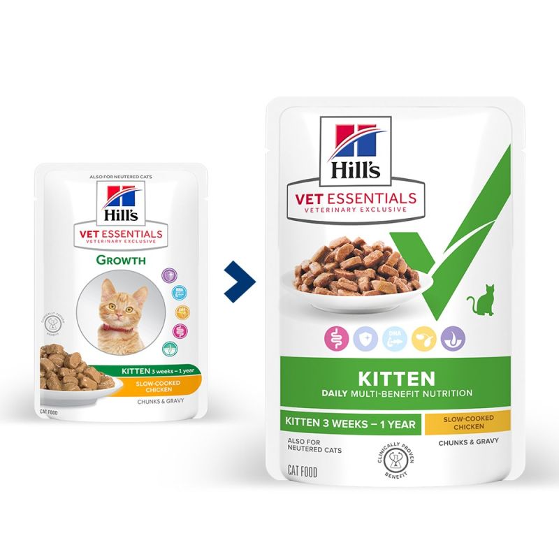 Vet Essentials Chat Multi-Benefit Kitten Poulet Sachet repas